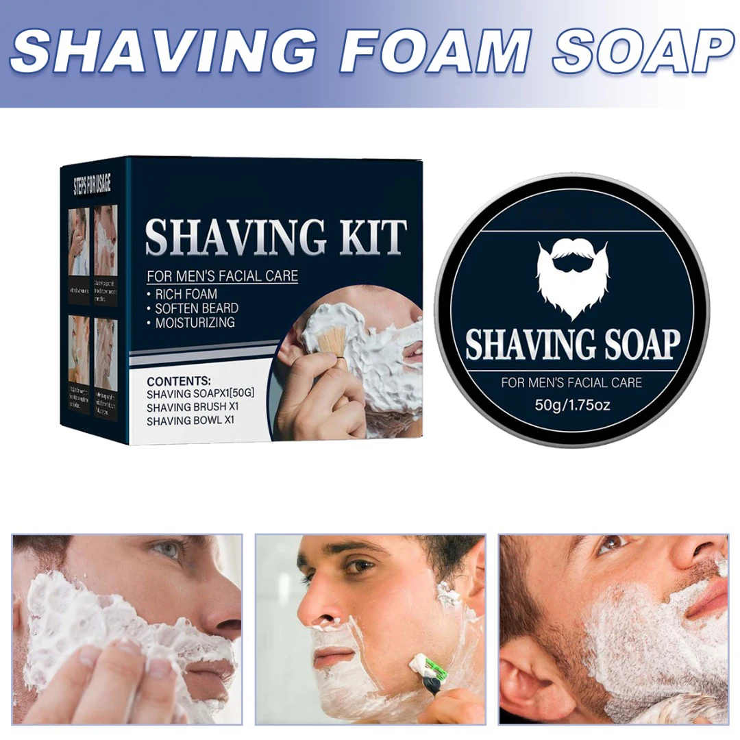 1 pc kit de sabão de barbear para homens sabão artesanal barba molhada ...