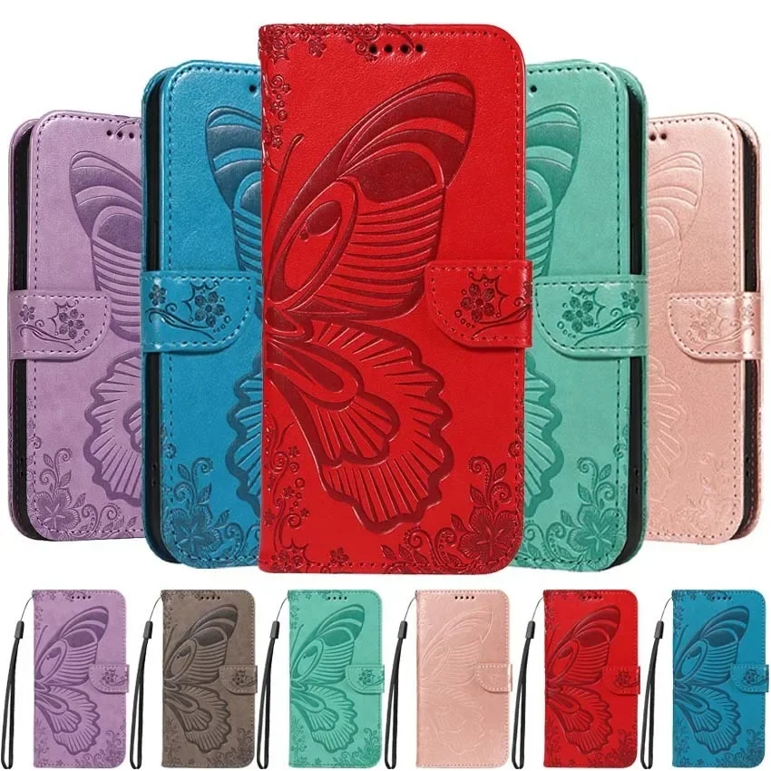 Elegant Butterfly Leather Phone Case with Card Slot and Book Cover ...
