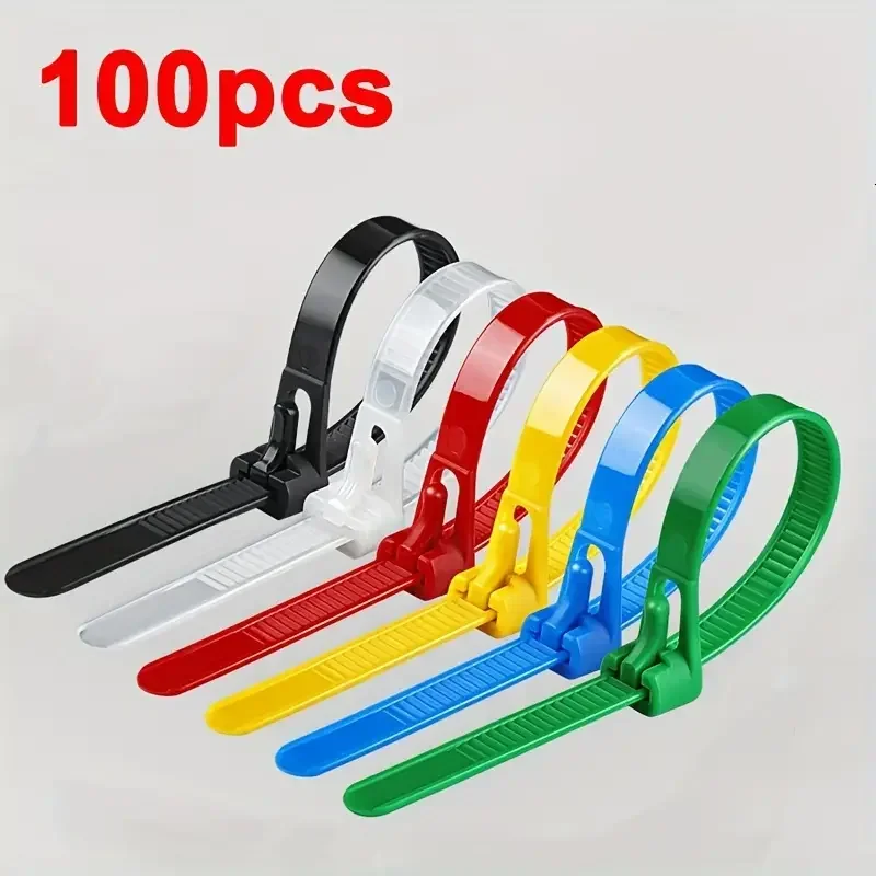 100pcs Reusable Cable Ties, Releasable Nylon Zip Ties, Adjustable ...