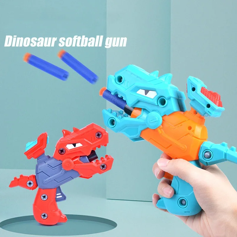 Mini Dinosaur Soft Bullet Gun Toys Manual Loading Children Outdoor ...