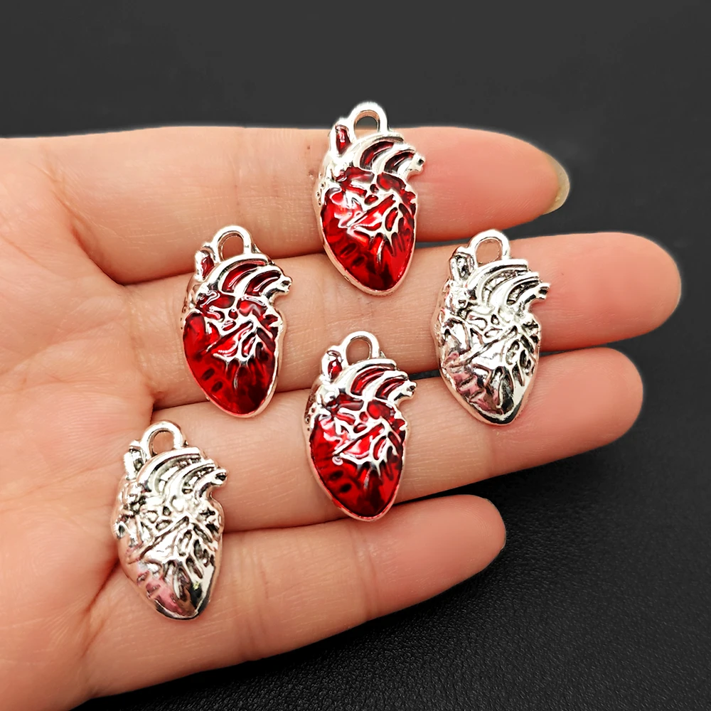 5pcs 25*14mm Human Heart Organ Charms Science Medicine Anatomical ...
