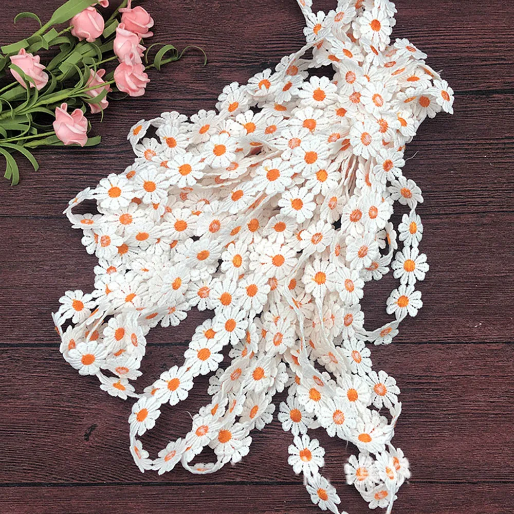 2.4CM Wide Beautiful White Embroidered Daisy Lace Fabric 3d Flowers ...