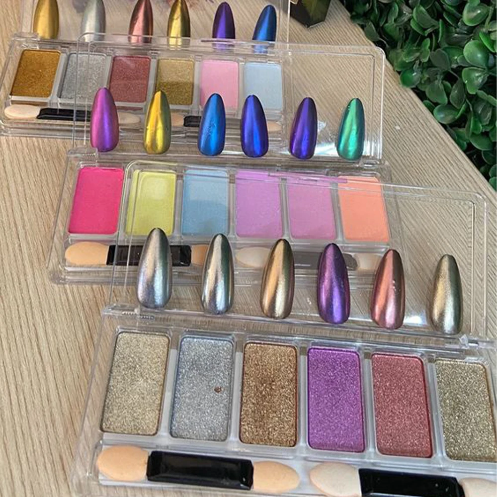 4-6-Farben-Gold-Silber-Spiegel-Pulver-Metallic-Effekt-solide-Nail-Art ...