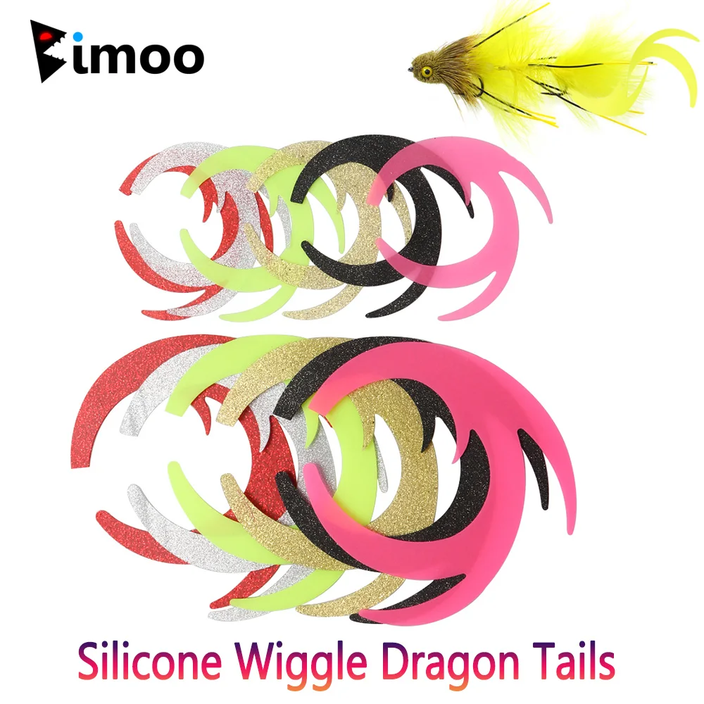Bimoo 6pcs Fly Fishing Stimulator Silicone Wiggle Dragon Tails Fly ...