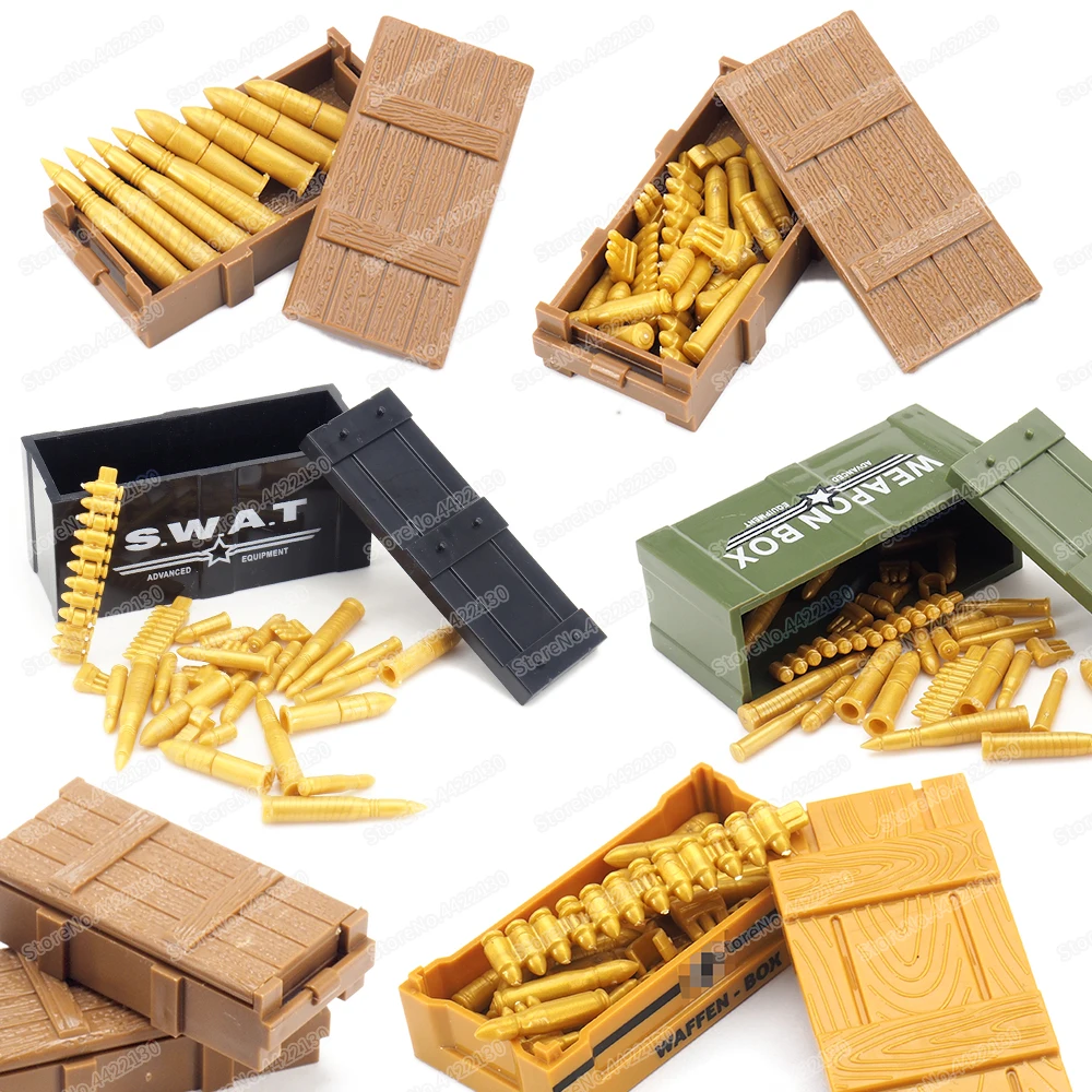 Military Weapons Box Gold Bullet Building Block Moc Us Figures Soldier ...