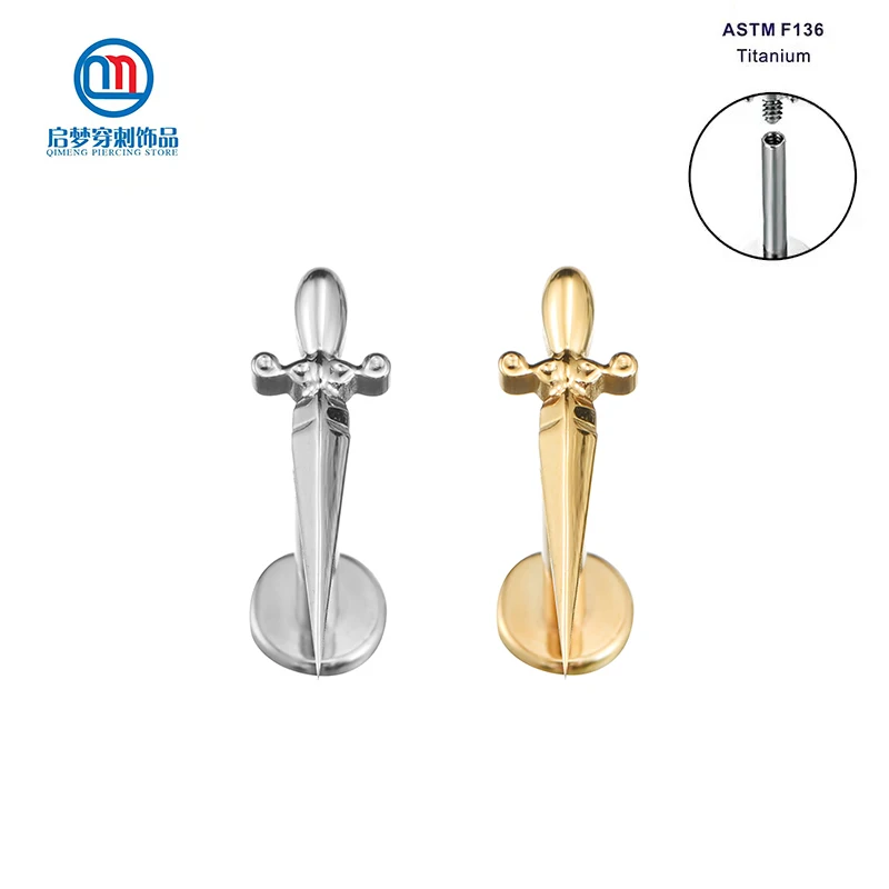 Piercing-corporal-de-titanio-con-rosca-interna-16G-ASTM-F136-espada-l ...