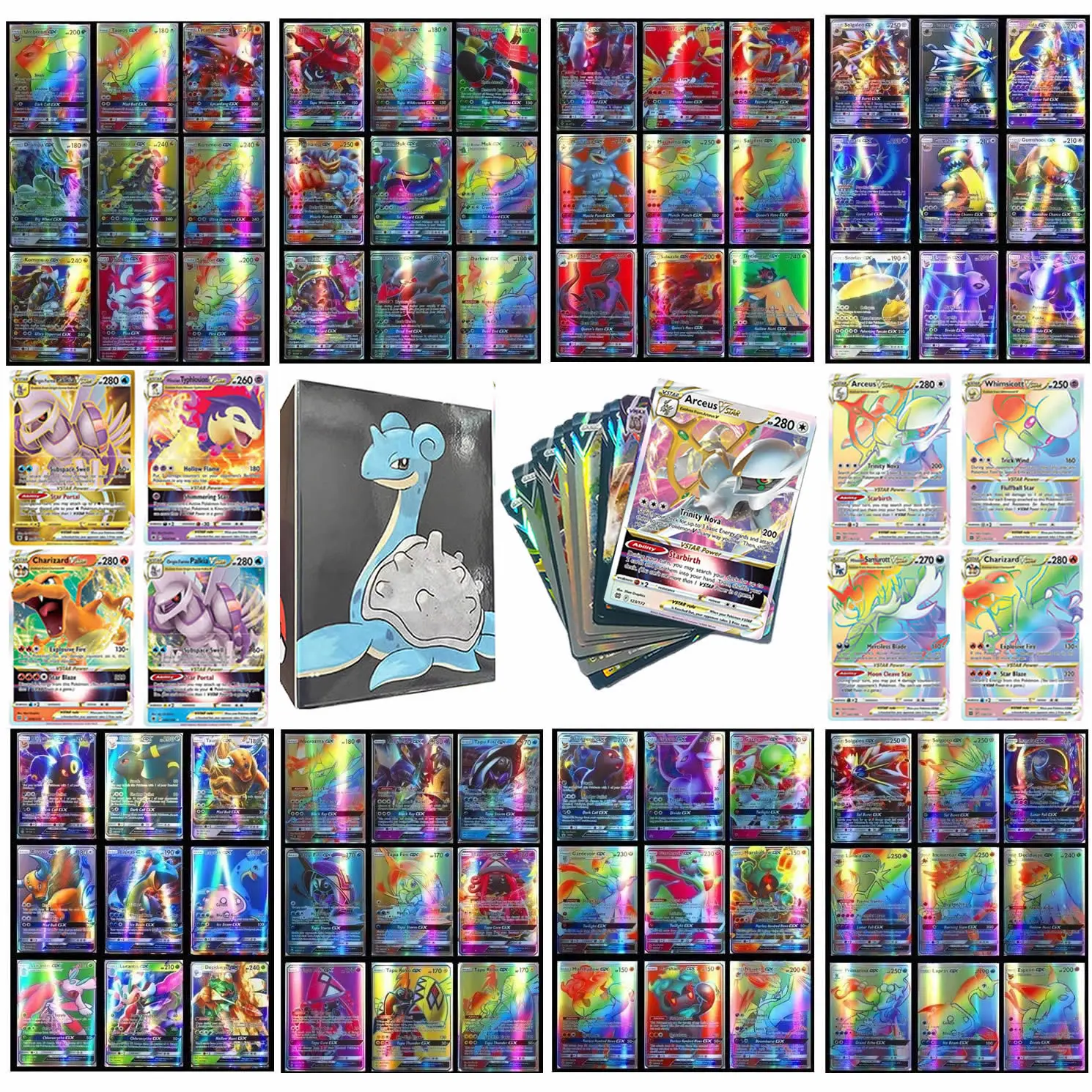 Lot De 100 Cartes Pokémon Vstar Série Anglaise V, Vmax, Gx, Mega Ex ...