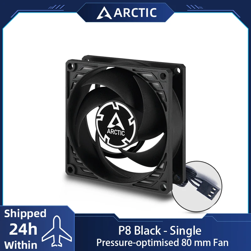ARCTIC-P8-Black-80-mm-Case-Fan-Pressure-Optimised-quiet-motor-Fluid ...