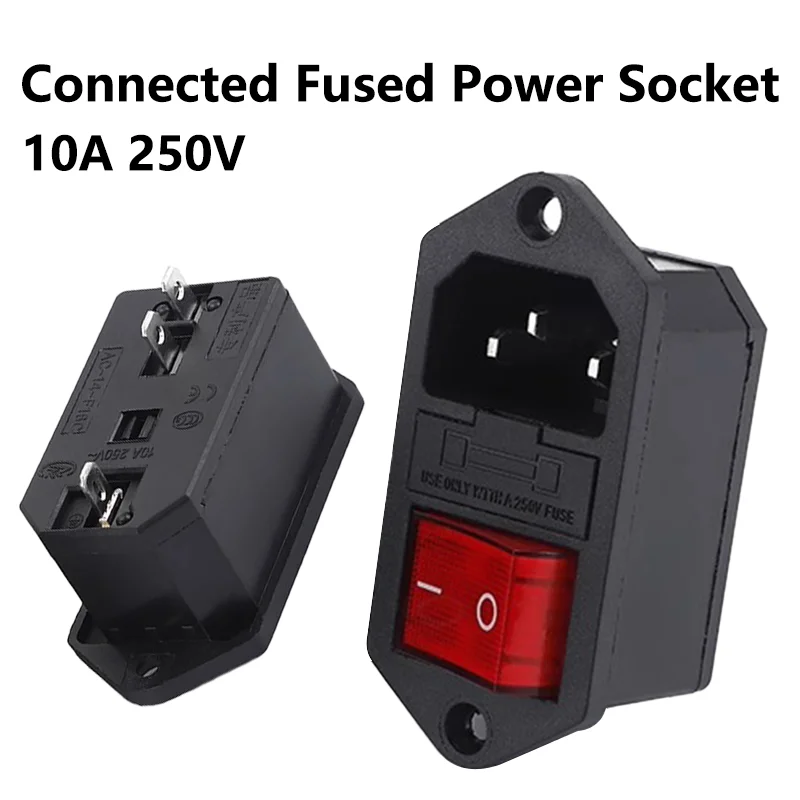 5-20PCS-AC-01B-1-Red-10A250VAC-3-Terminal-Power-Socket-LZ-14-F19-With ...