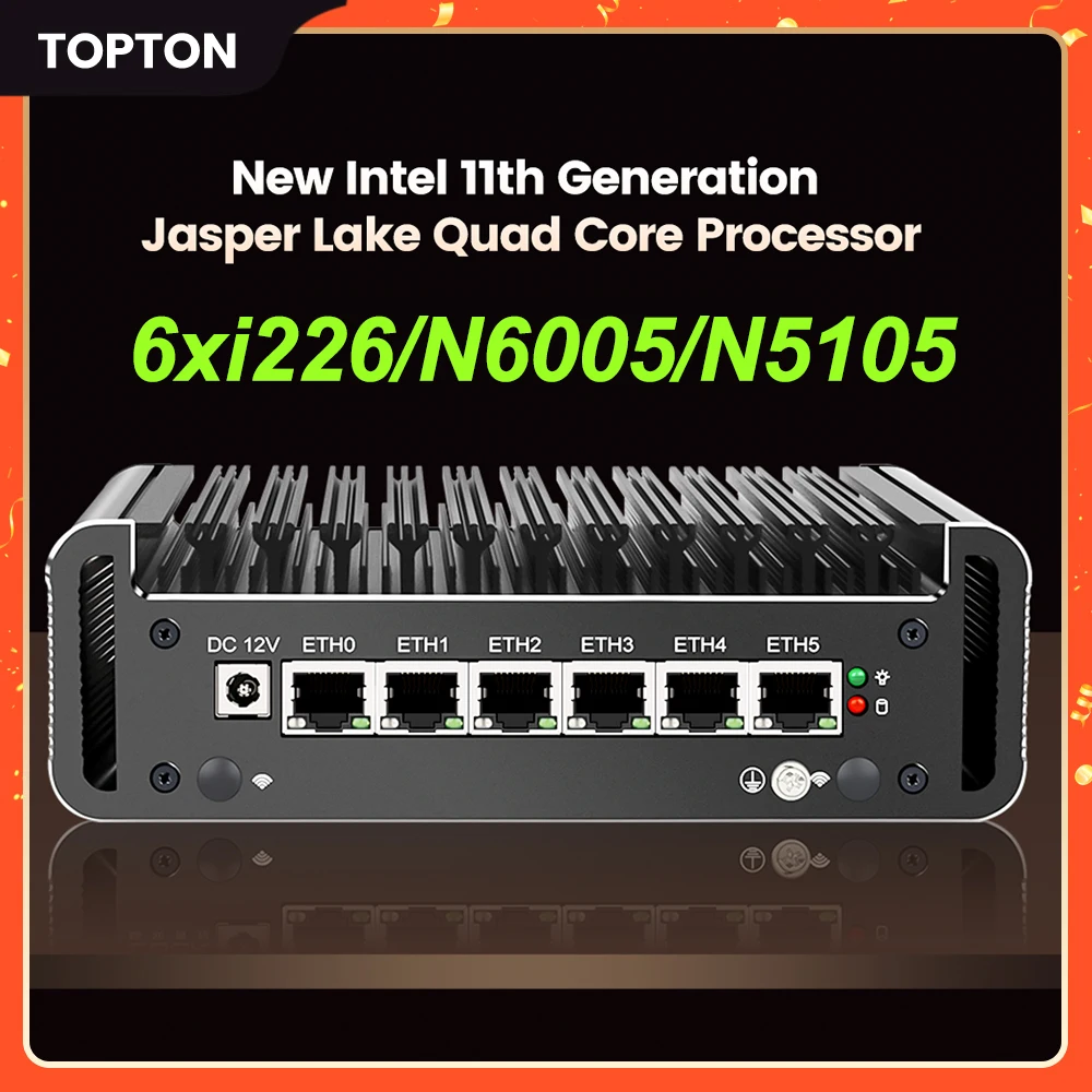6-LAN-2-5G-Intel-i226-V-N6005-N5105-Router-2-DDR4-Slot-NVMe-Firewall ...