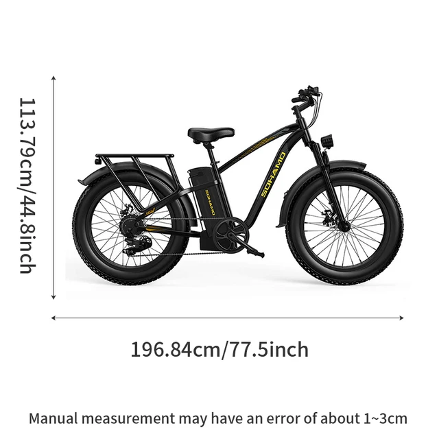 SOHAMO Ebike 26” Adults Mountain Off-Road Electric Bike 1500W 30MPH Urban Ebike 48V 15AH Light ...