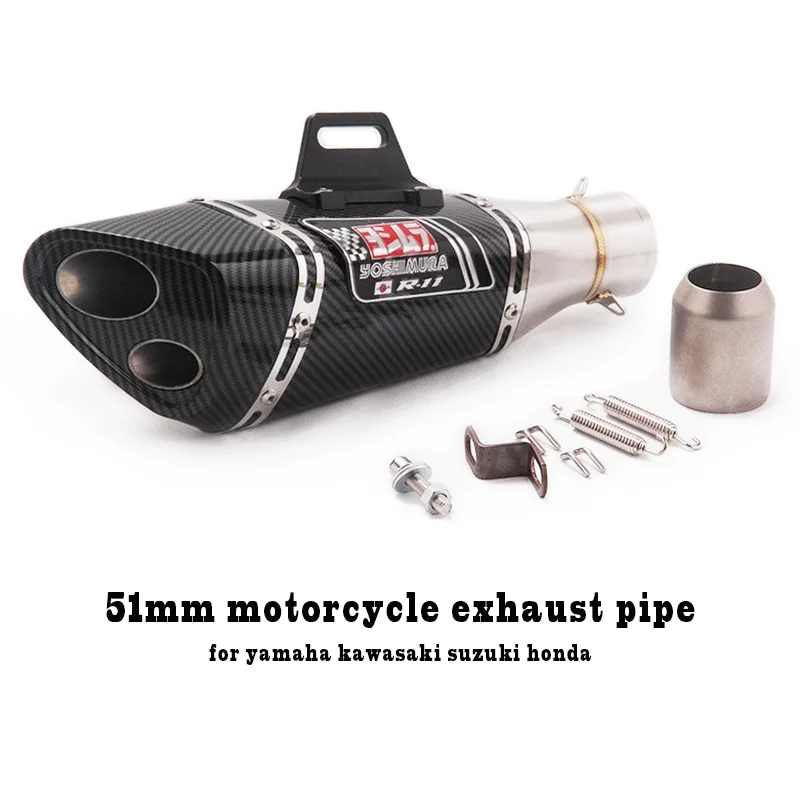 Universal 51mm Yoshimura Motorcycle Exhaust double Pipe Modification ...