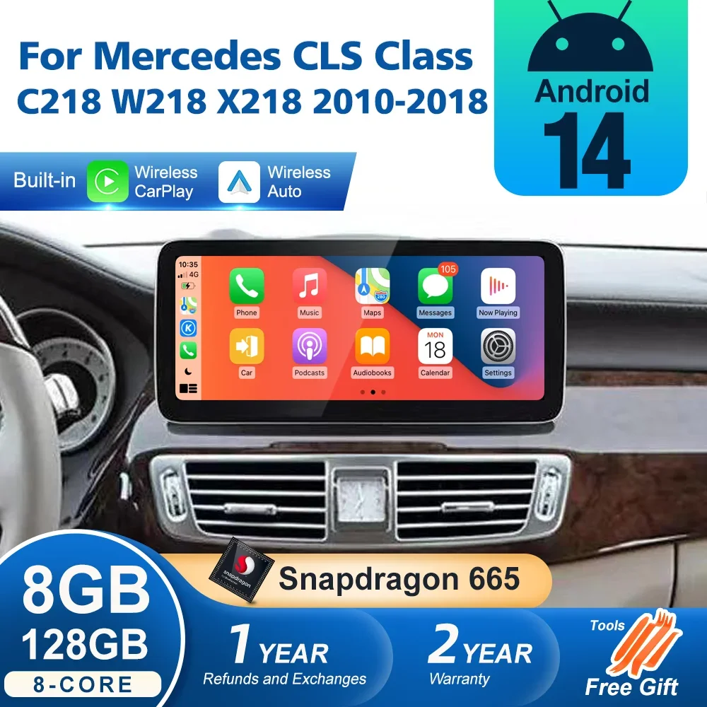 Android 14 Wireless CarPlay For Mercedes Benz CLS Class C218 W218 X218 ...