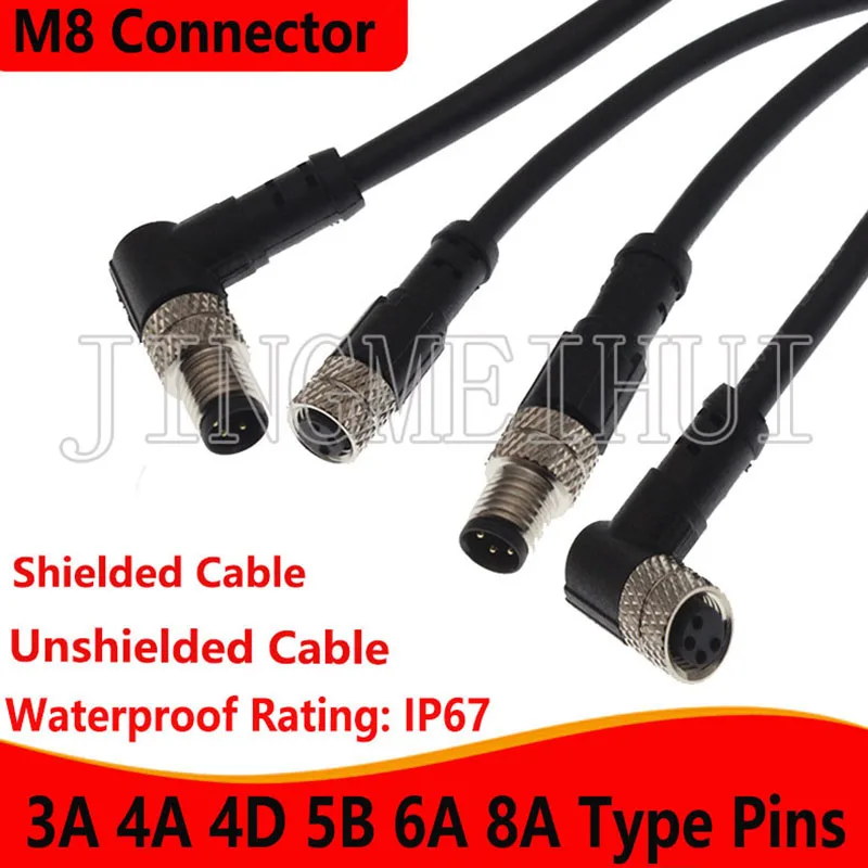 M8 3P 4P 5P 6P 8 Pin Plastic Waterproof IP67 Aviation Male Female ...
