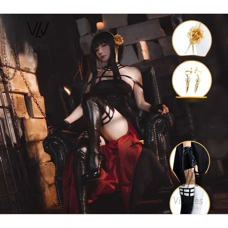 Anime Spy X Family Yor Forger Cosplay Wig Dress Suit Assassin Gothic ...