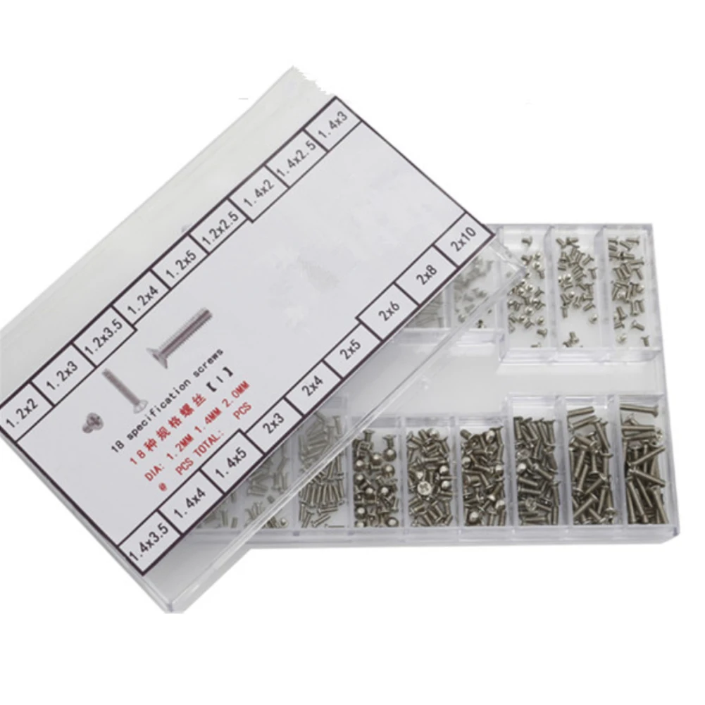 18 Sizes Mini Watch Screws 1.2mm 1.4mm 2.0mm Diameter Stainless Steel ...