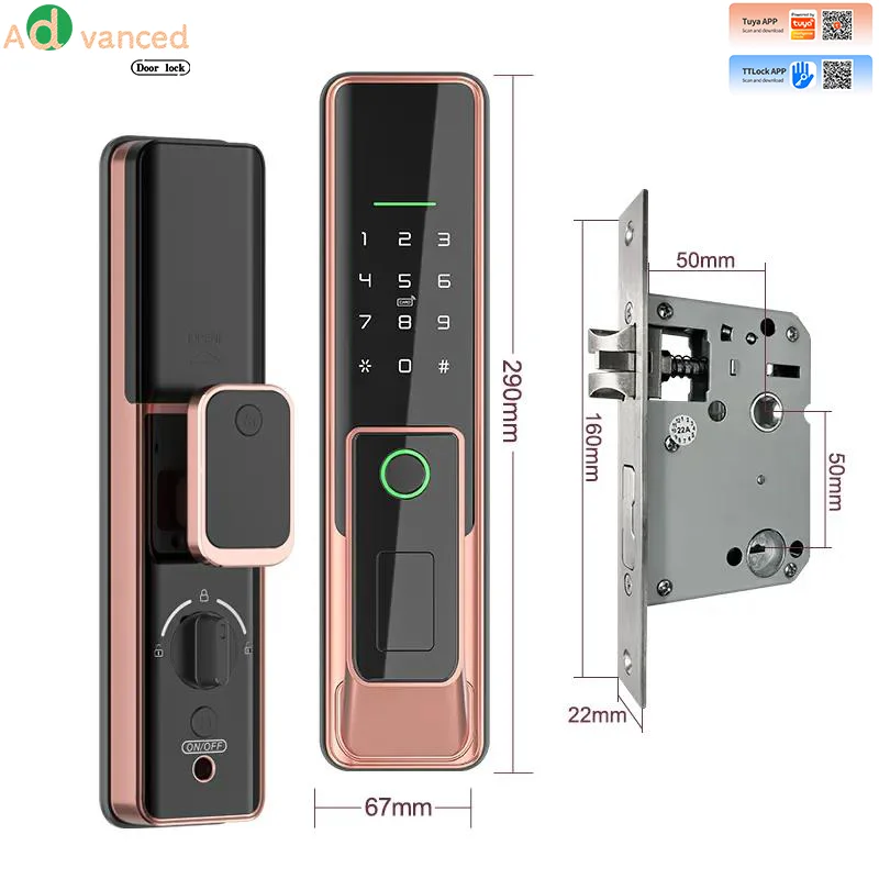 PushPull-Home-Security-Tuya-WiFi-Fingerprint-Card-Pincode-Keyless-entry ...