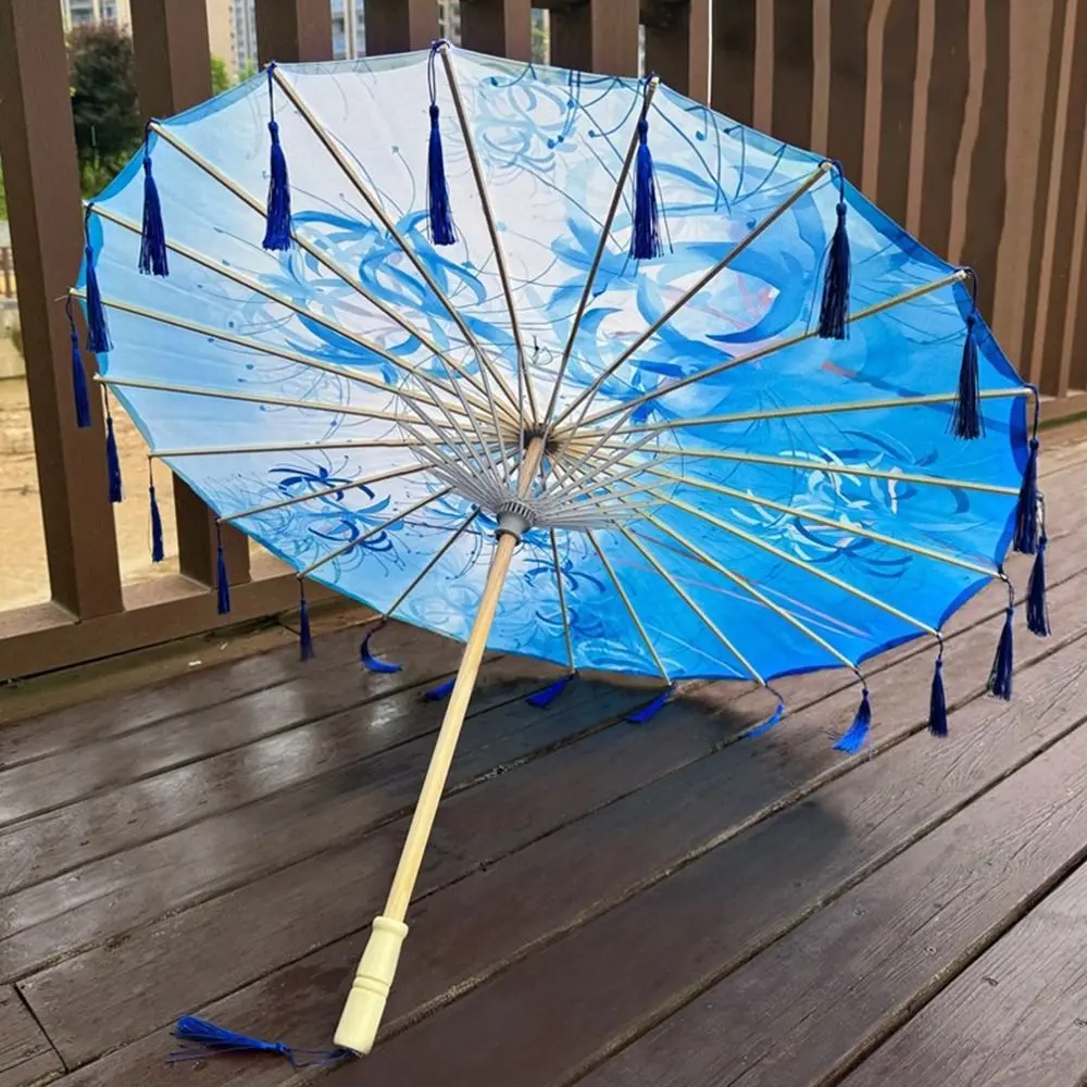 70cm Silk Fabric Tassel Umbrella Chinese Style Rainproof Ancient Dance ...