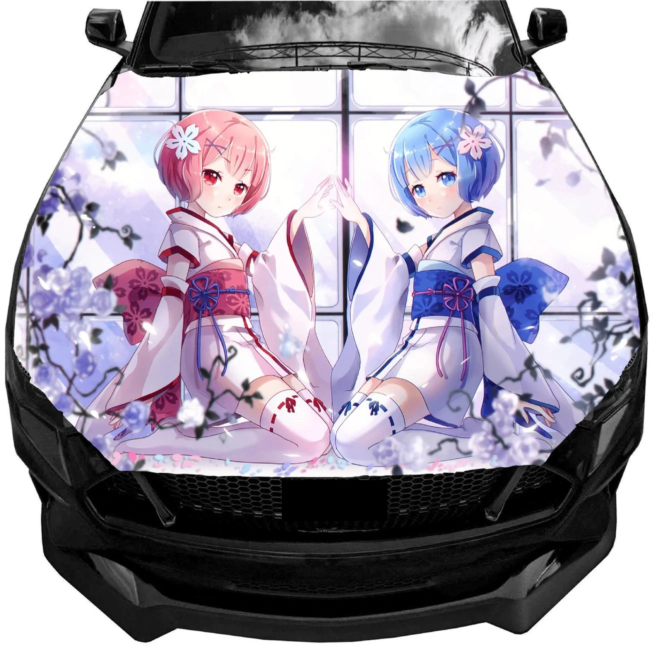 Anime Girl Itasha Car Hood Wrap Vinyl Decal, Kochou Shinobu Car Bonnet ...