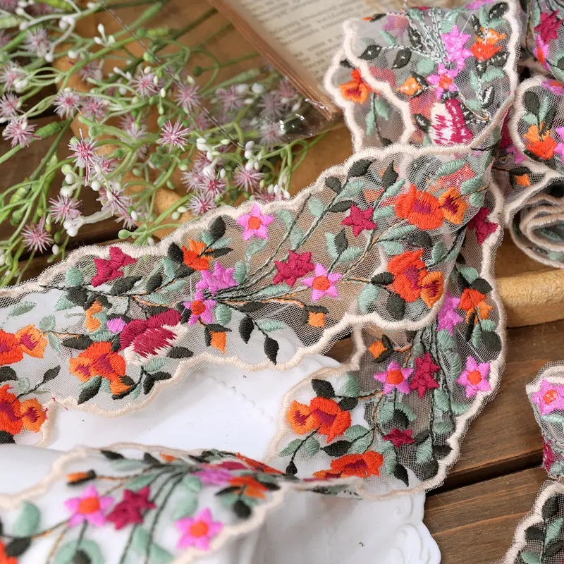 Colored-Cotton-Thread-Mesh-Embroidery-Lace-Item-Handmade-DIY-Garment ...