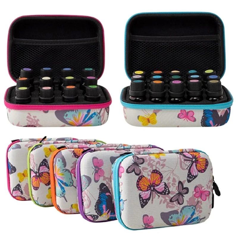 Travel Essentials Oil Storage Bag White Butterfly 15/12 Slots for 5ML ...