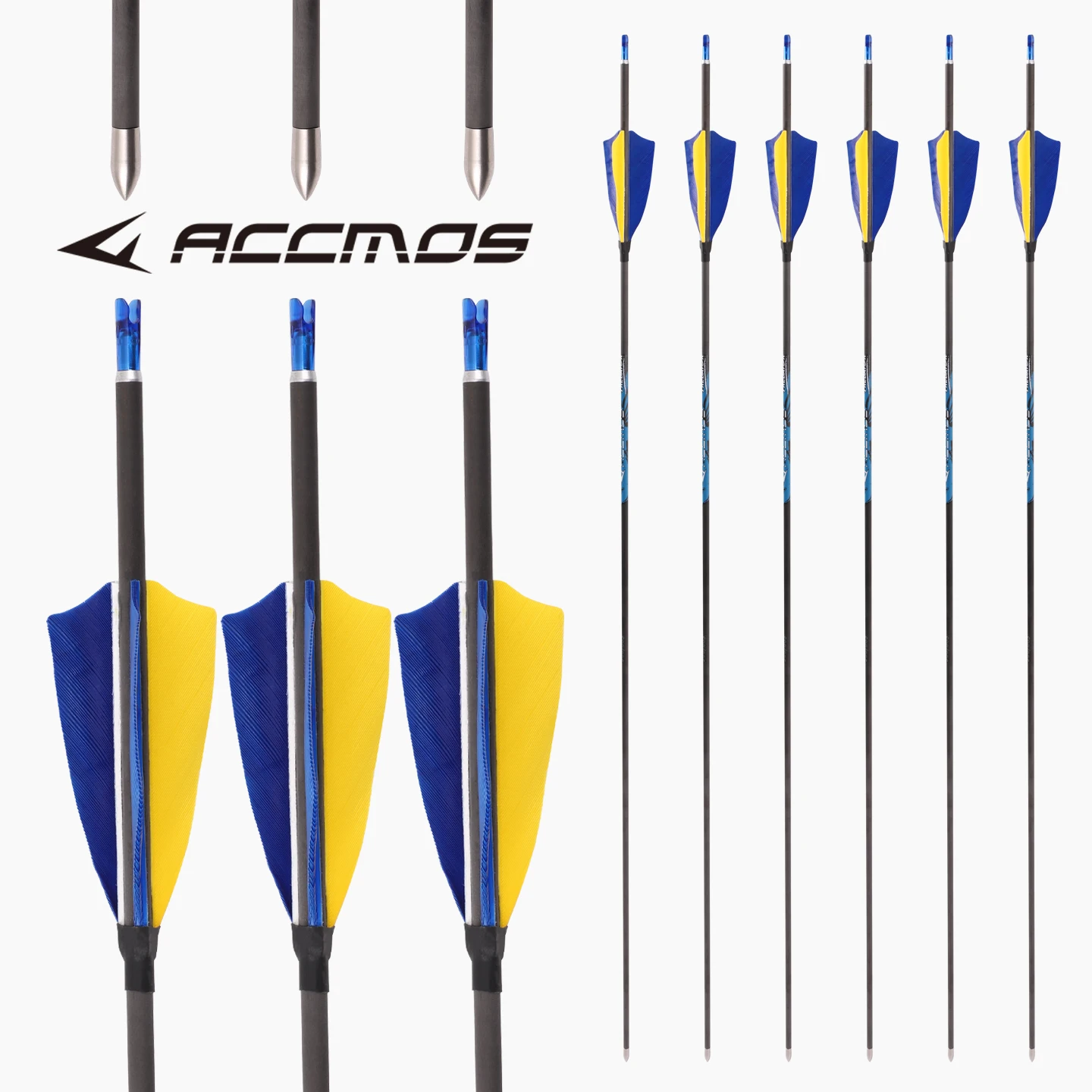 12pcs ACCMOS Archery Pure Carbon Complete arrow 32inch ID 4.2MM Spine ...