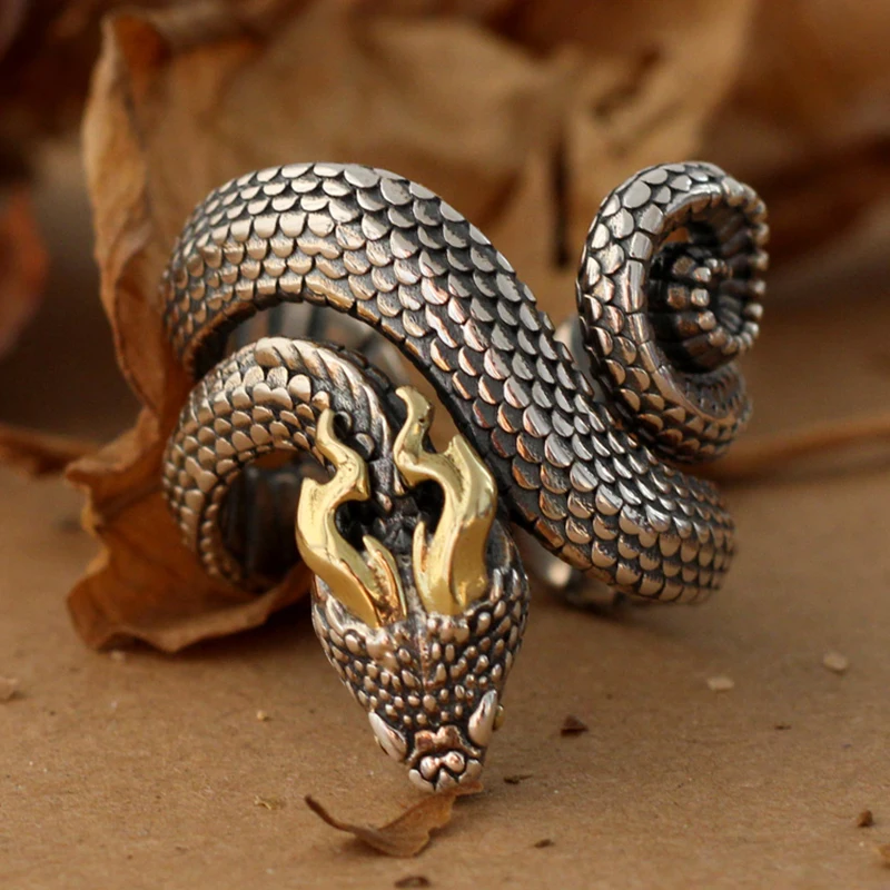 Gothic-Silver-Color-Snake-Rings-Couples-Accessories-Fashion-Punk ...