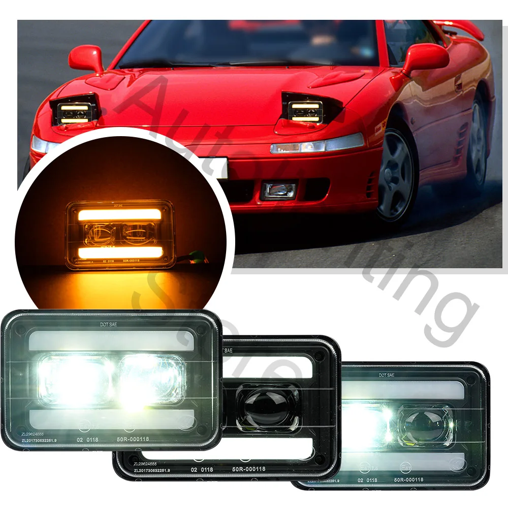 4x6 Switchback LED Projector Headlight DRL High/Low Beam,Turn Signal ...