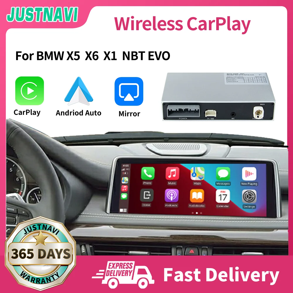 JUSTNAVI Apple CarPlay inalámbrico para coche, dispositivo Android Auto para BMW NBT EVO X5 E70 ...
