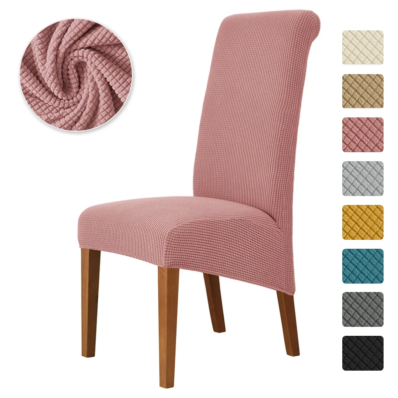 2pcs-Polar-Fleece-Dining-Chair-Cover-Stretch-Long-Back-Chair-Slipcovers ...