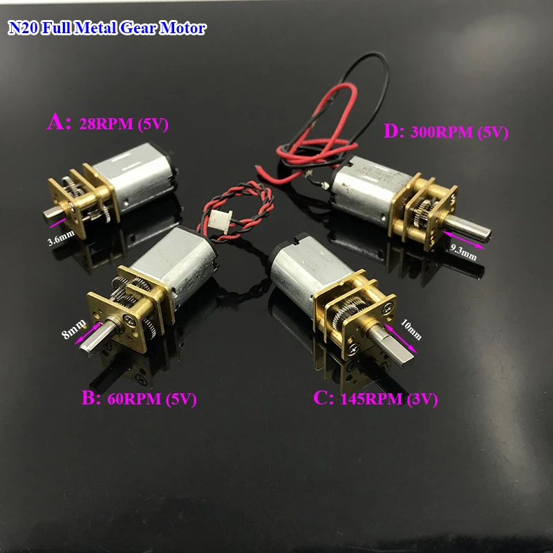 Micro Mini N20 Gear Motor DC 3V -6V 5V 28RPM 60RPM 110RPM 300RPM Slow ...