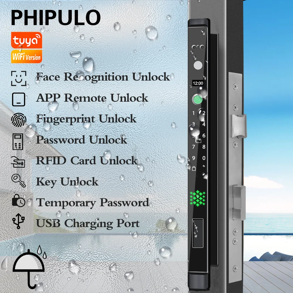 PHIPULO-3D-Face-Tuya-WiFi-Smart-Door-Lock-Fingerprint-Password ...