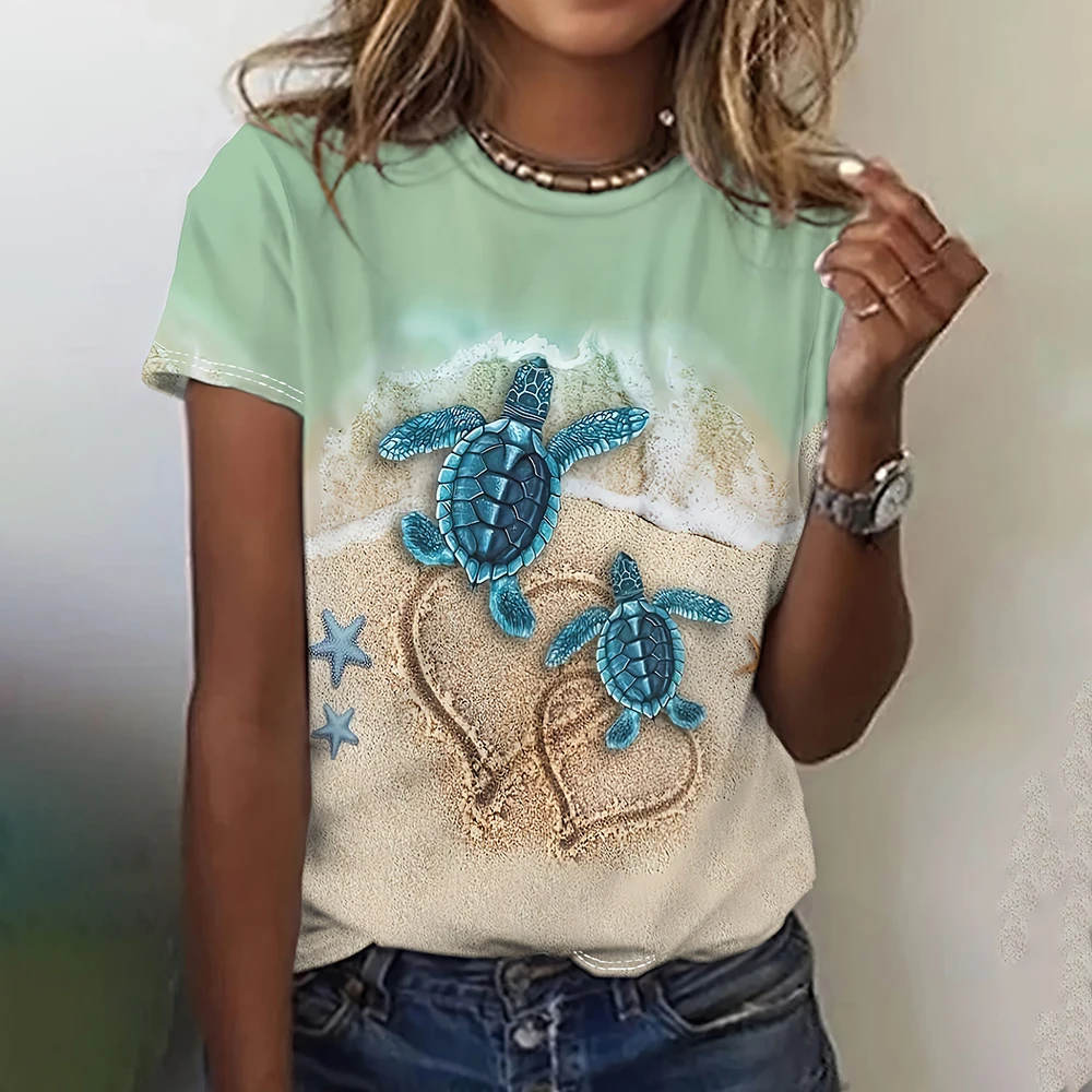 Fashion Summer Turtle 3D Print T-shirts Women Streetwear Casual ...