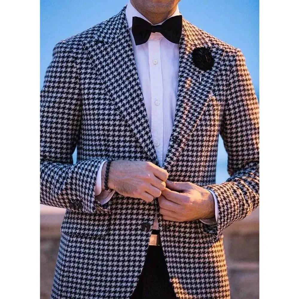 New-Arrival-Black-and-White-Checkered-Jacket-for-Men-Single-Button-One ...