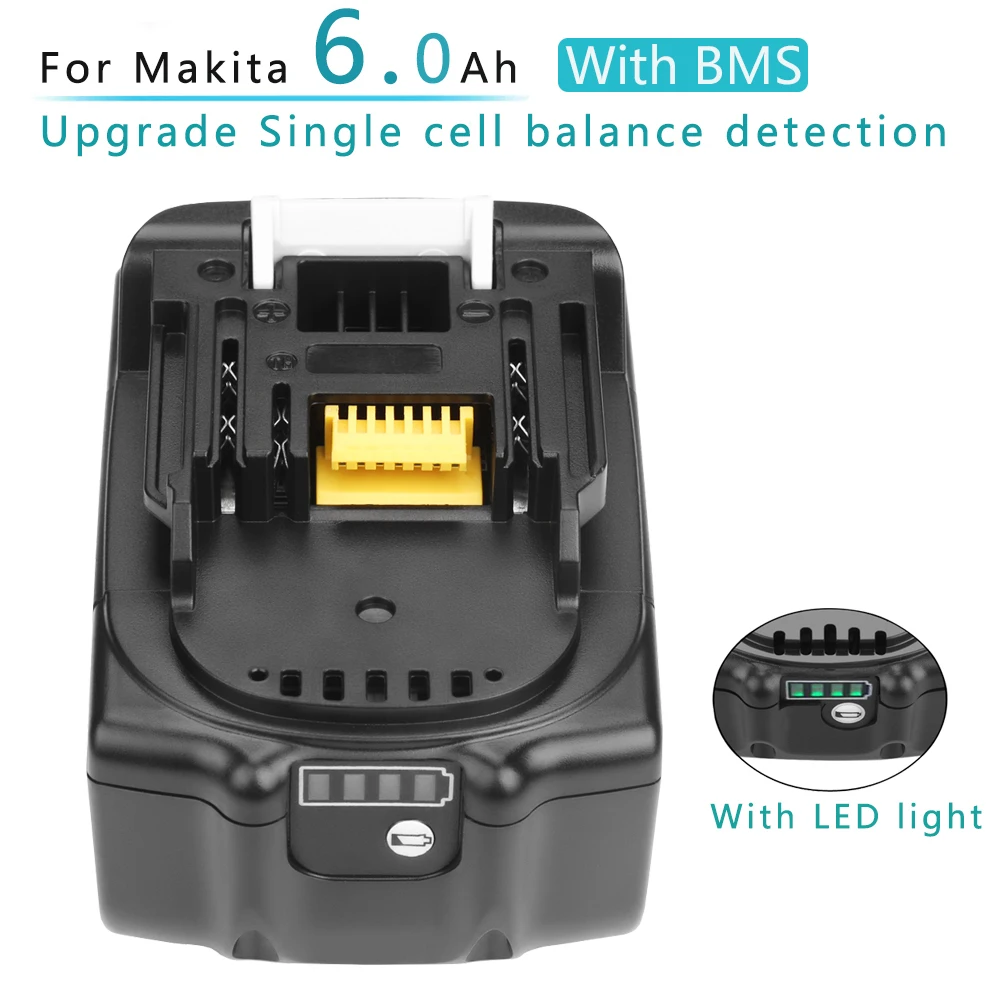 최신 업그레이드 BL1860 18V 6000mAh, BMS 교체 배터리, Makita BL1830 BL1840 BL1850 BL1860B 용|교체배터리| - AliExpress