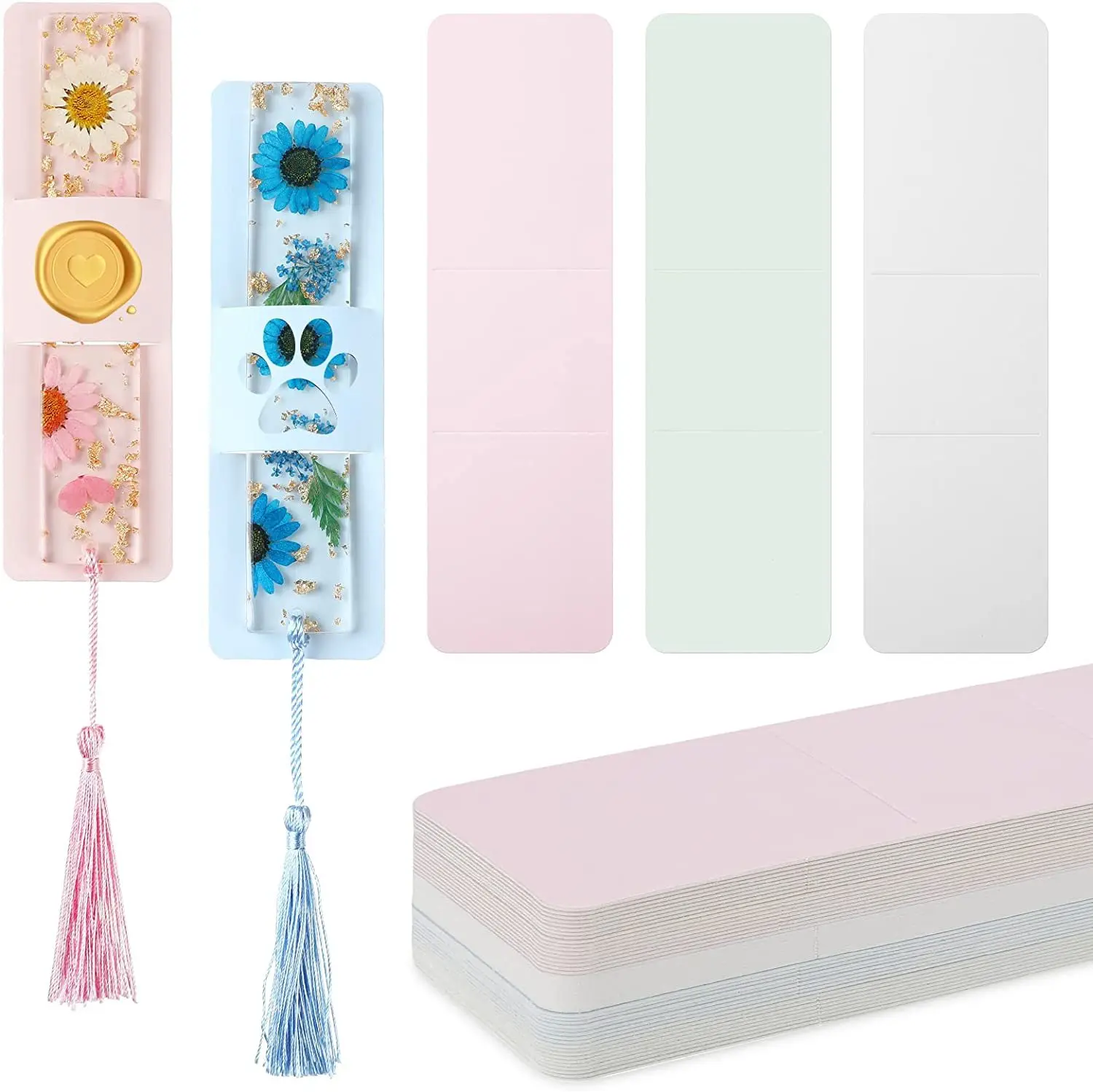 10/20/30pcs Paper Blank Display Bookmarks Sleeves Cover Cards Packaging ...