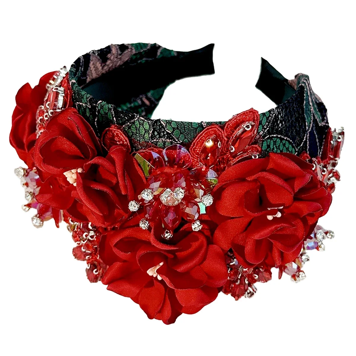 Big-Wide-Chunky-Flower-Headbands-for-Women-Fashion-Floral-Crystal-Bead ...