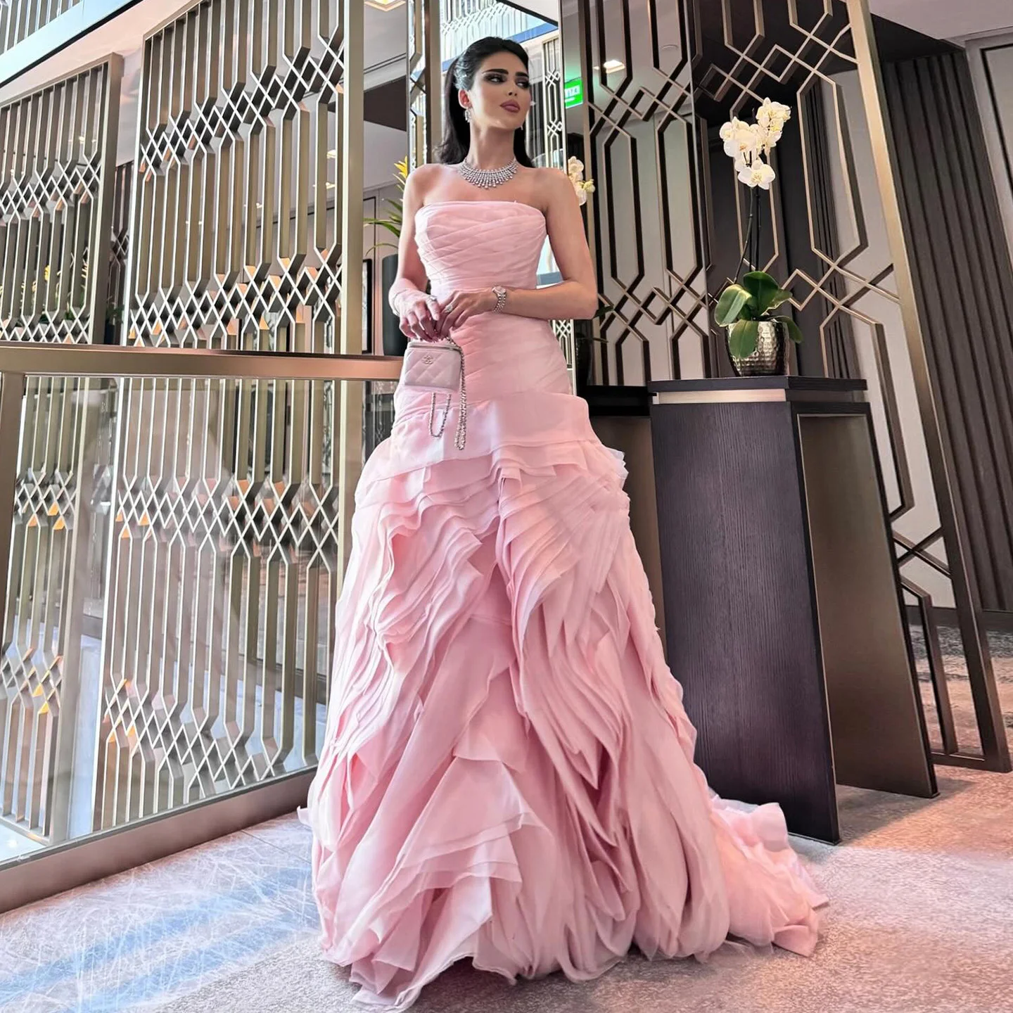 Sharon-Said-Custom-Made-Dubai-Pink-Strapless-Evening-Dress-Turquoise ...