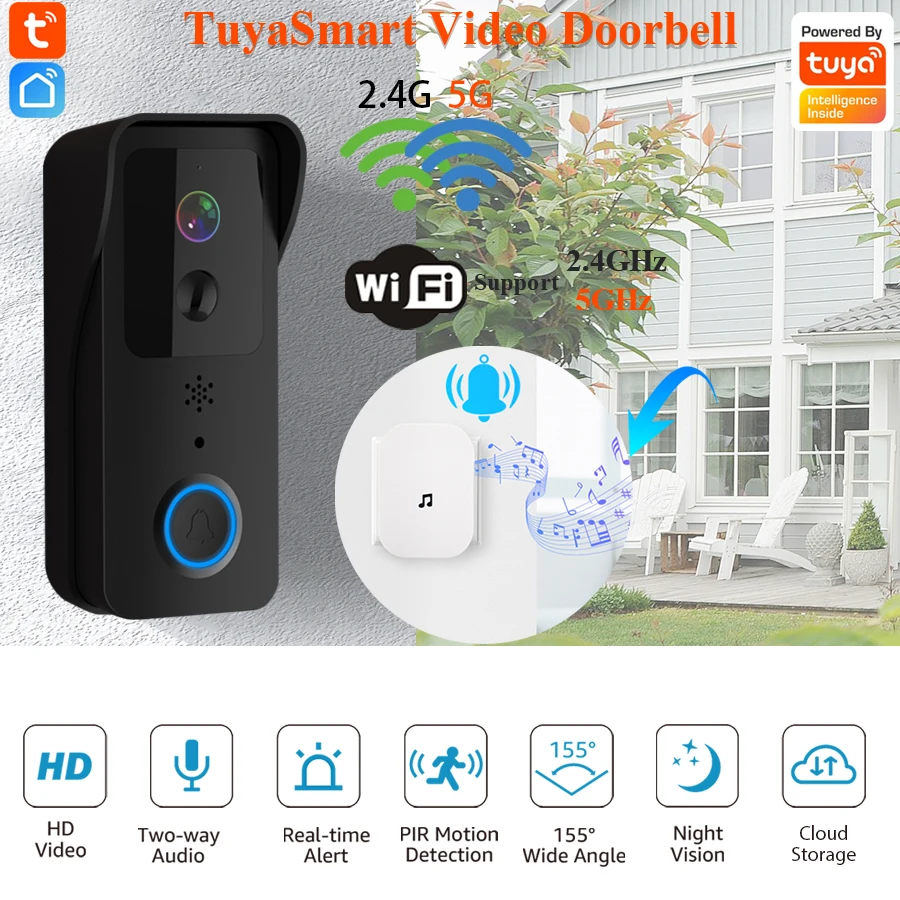Smart Wireless Video Doorbell Digital Visual Intercom Waterproof ...