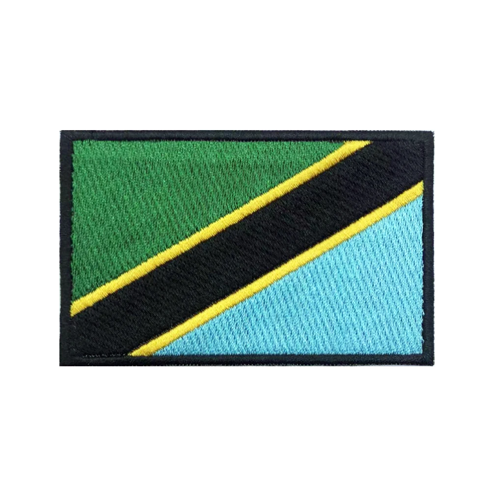 Tanzania flag Patches Armband Embroidered Patch Hook & Loop Iron On Embroidery Badge Military Stripe