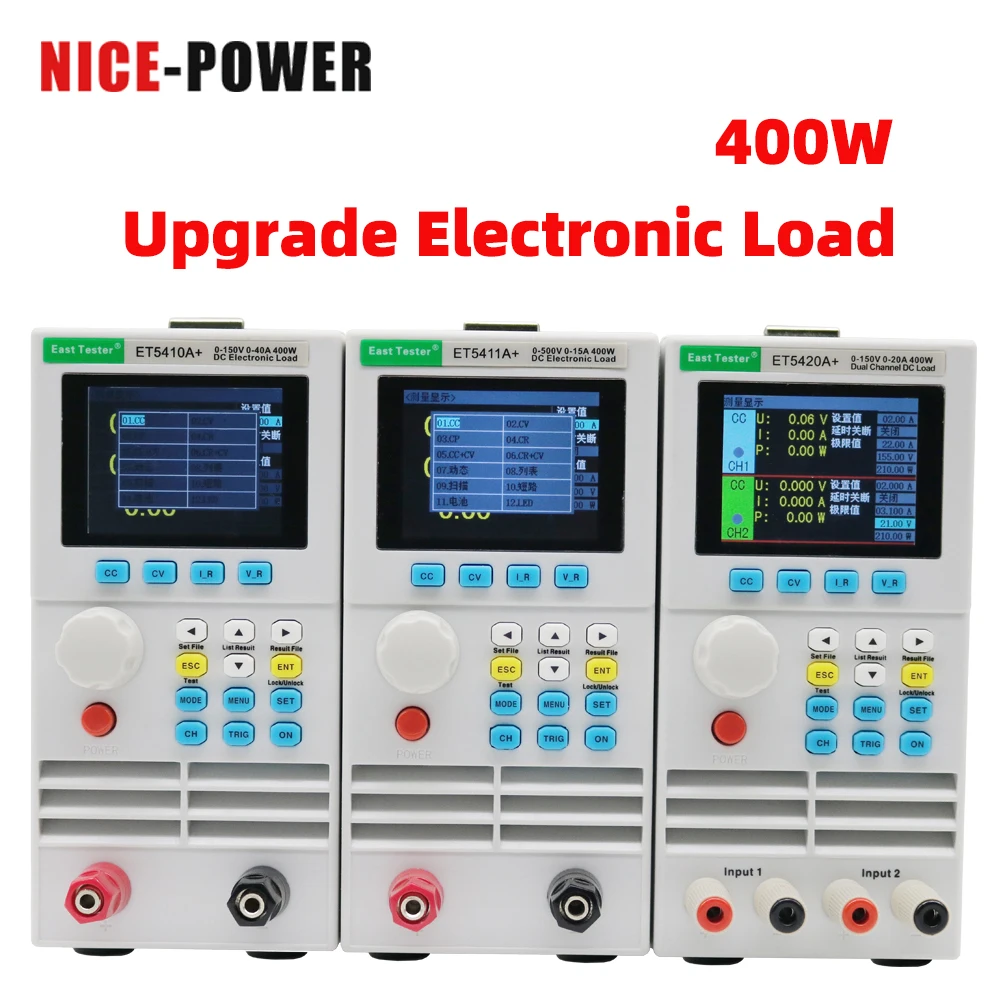 프로그래밍 가능한 전자 부하 ET5410A 업그레이드 150V 40A 15A 400W 전문 조정 가능한 디지털 DC 부하 배터리 ...
