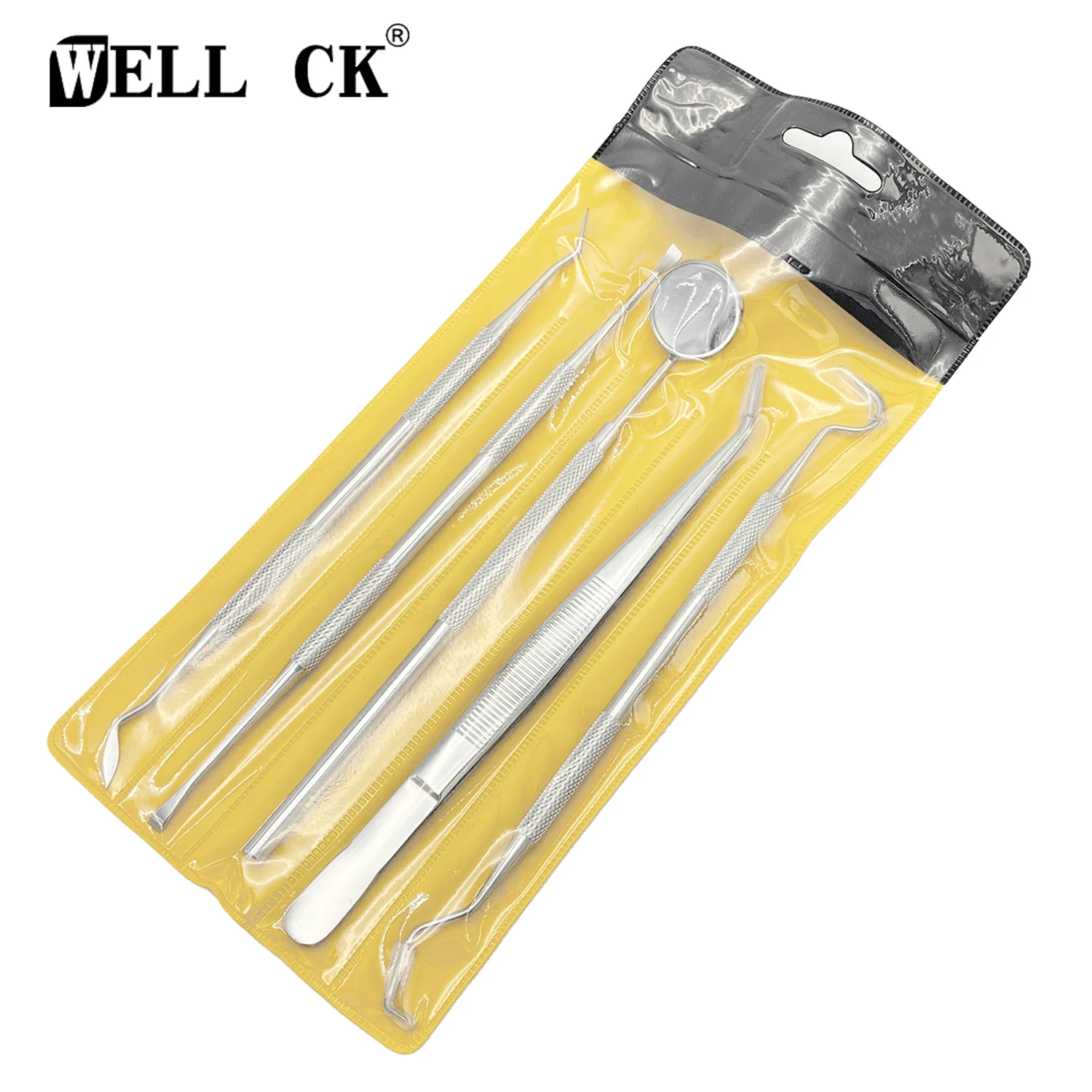 Dental-Mouth-Mirror-Stainless-Steel-Tweezers-Elbow-Probe-Dentist ...