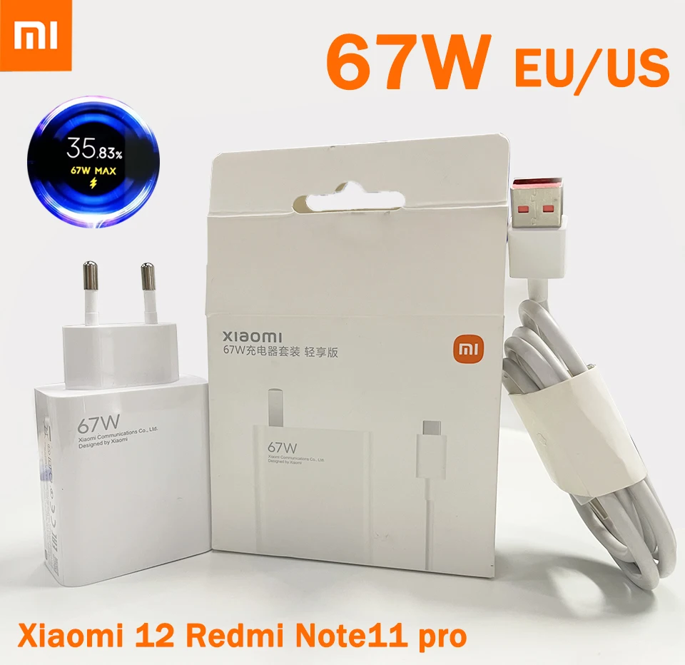Xiaomi Mi 67W Wall Charger Original 33 Watt Carregador Adapter EU US Redmi K50 Poco Blackshark 3 ...