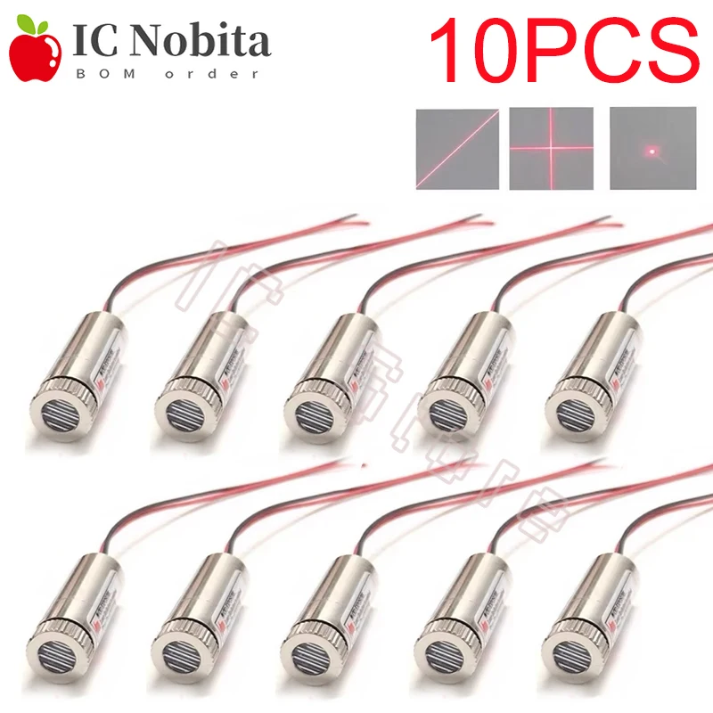 10PCS-12mm-Laser-Head-Tube-Module-5mW-Red-Monogram-Cross-Point-Line ...