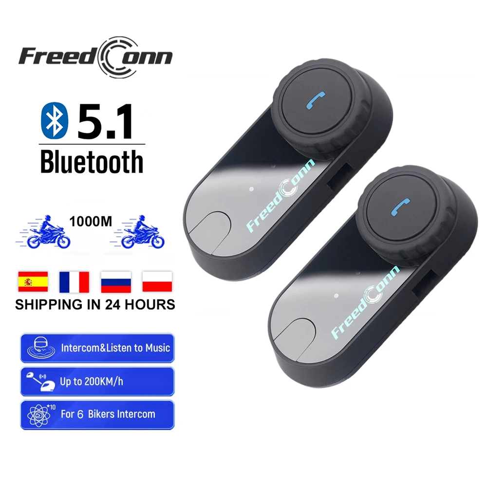 Freedconn Motorcycle Intercom Helmet Bluetooth Headset Group Headphone ...
