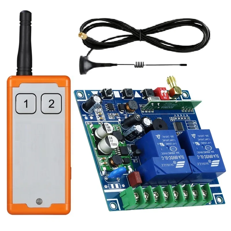 2000m-433Mhz-DC-12V-24V-36V-48V-30A-Relay-2CH-RF-Wireless-Remote ...
