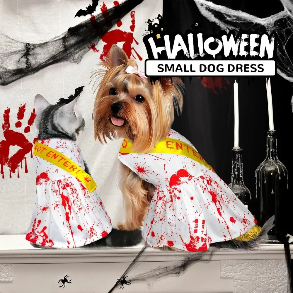 Halloween Bloody Handprint Pet Costume – “DO NOT Enter” Sash for Dogs ...