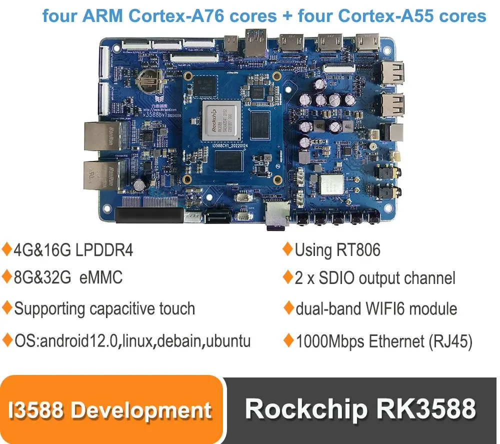 I3588 Rockchip RK3588 8 코어 64 비트 NPU 6 탑 개발 보드, 4G/16G LPDDR4 안드로이드 12. ...
