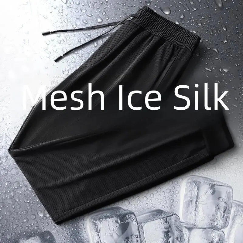 Summer-Mesh-Ice-Silk-Thin-Air-Conditioning-Pants-Men-s-Running-Loose ...