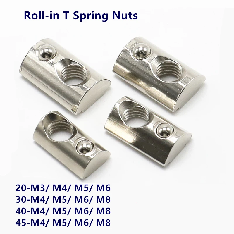 M3 M4 M5 M6 M8 Roll-in Slot nut T-nut Half Round Ball Elasticity T ...